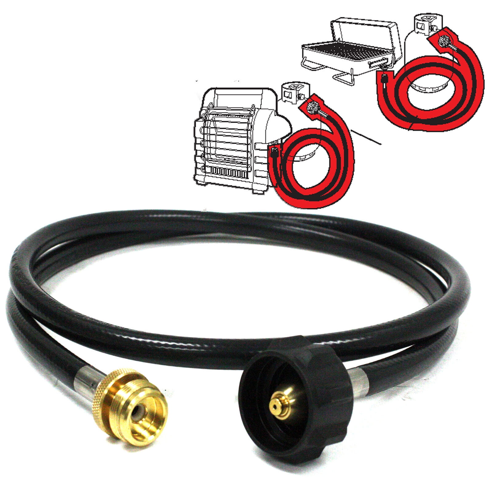 4FT QCC Propane Adapter Hose LP Tank to Gas BBQ Grill Camp Stoves ...