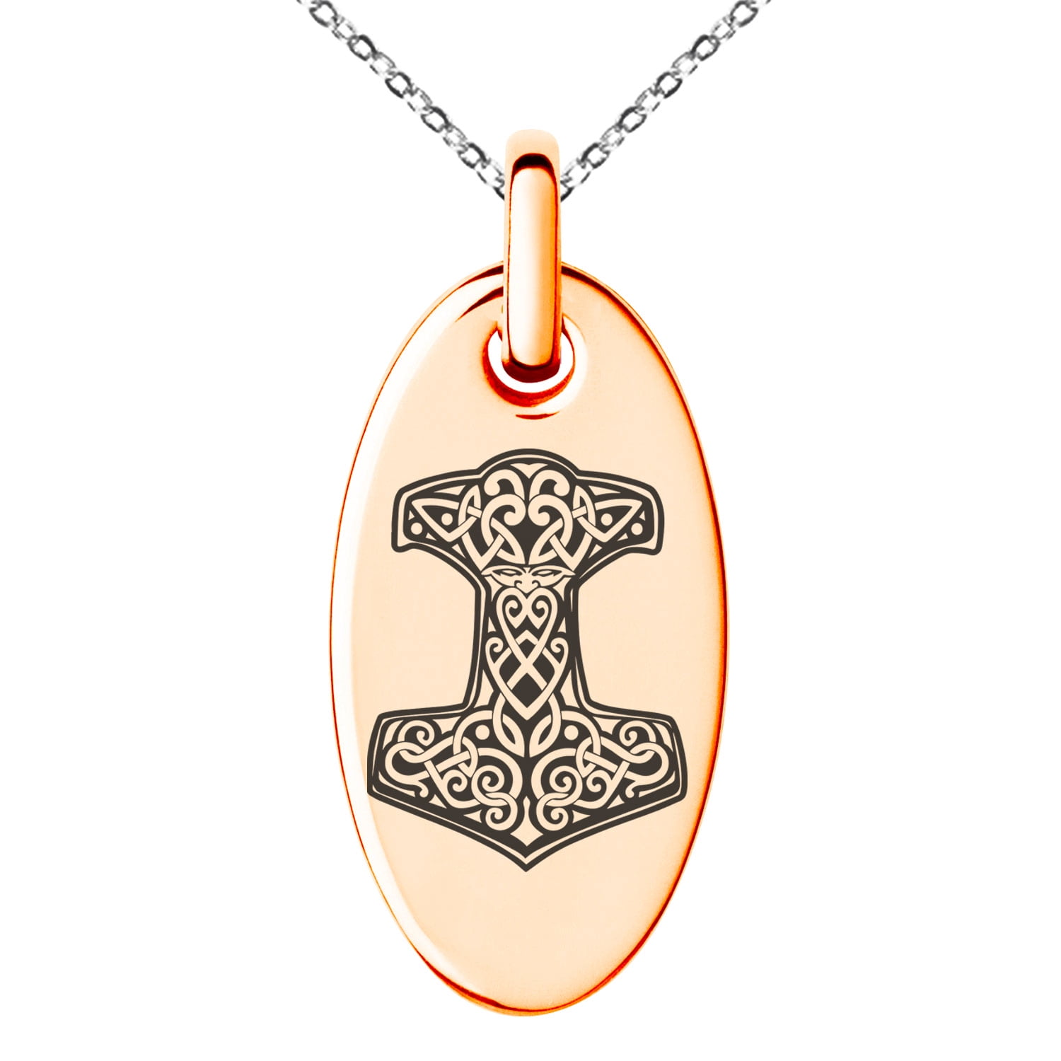 Stainless Steel Thor's Hammer Mjolnir Knot Viking Norse Engraved Small ...