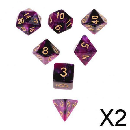 BELOVING 2x 7Pcs Polyhedral Dice for for Die Game Toy Black 2 Pcs ...