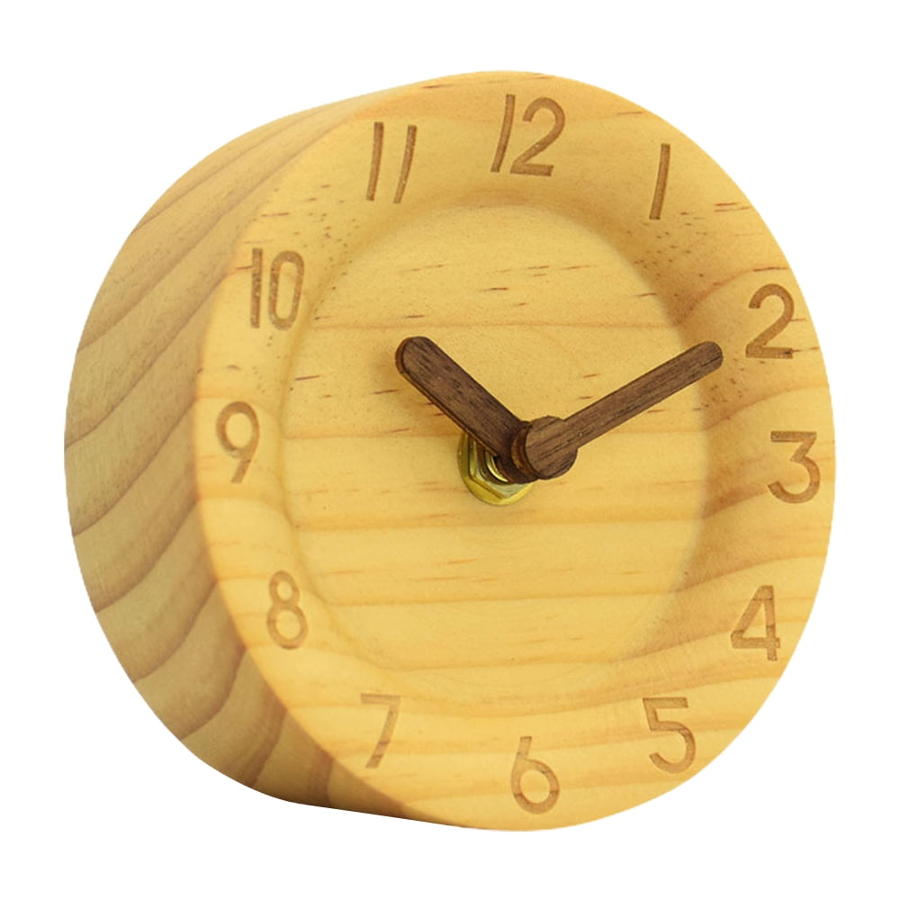 Creative solid wood alarm clock Fashion wooden needle Mute small table ...