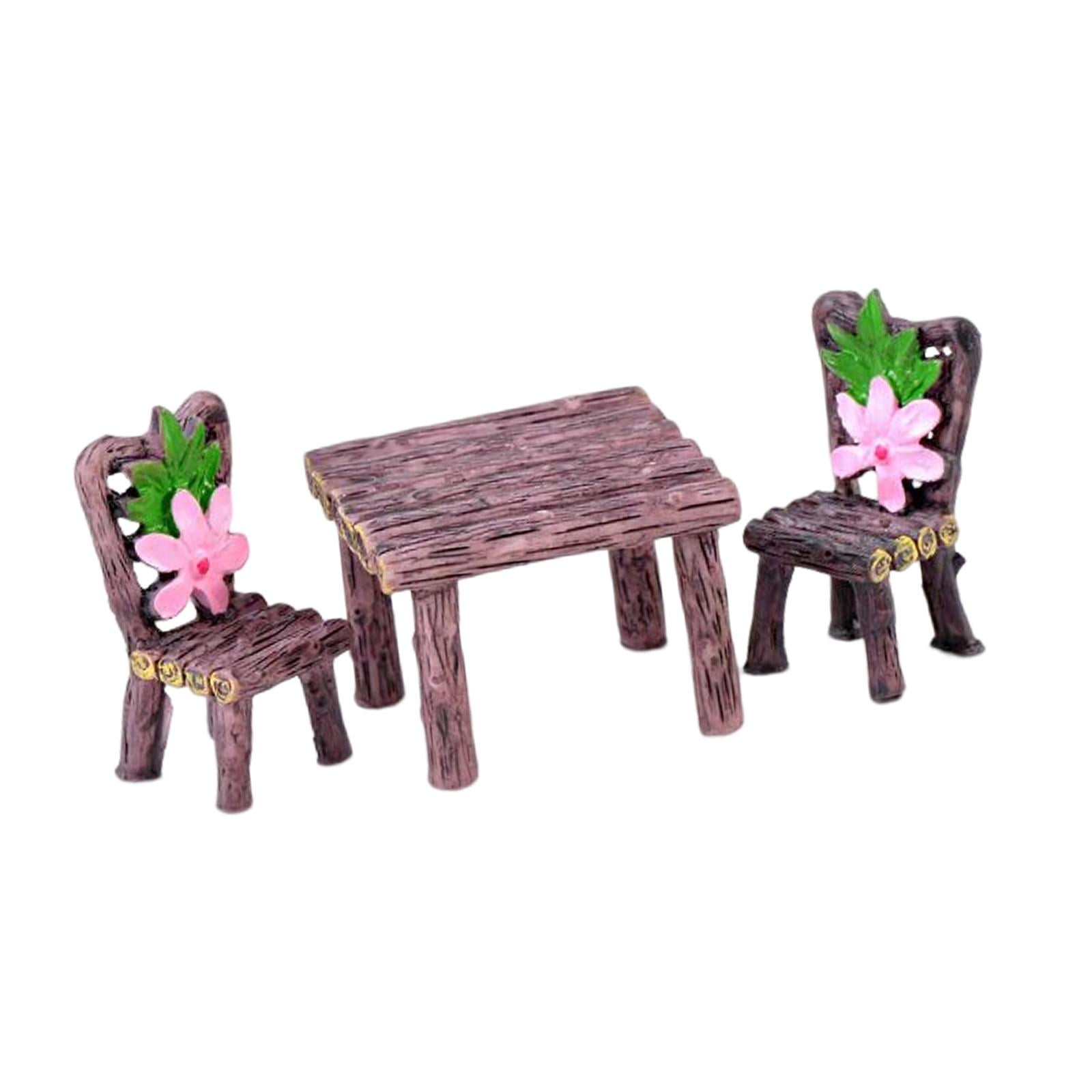 Resin Craft Table Chairs Set Gifts Ornament Mini Statue Figurines for ...