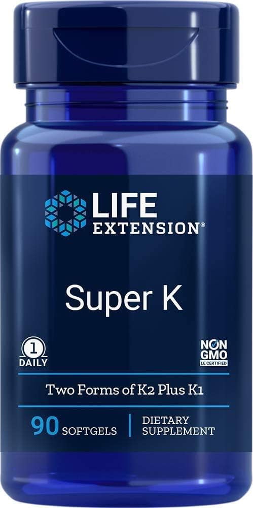 Life Extension Super K (Two Forms of K2 Plus K1) | 2,600 Mcg Per Serving | 90 Softgels | 90 ...