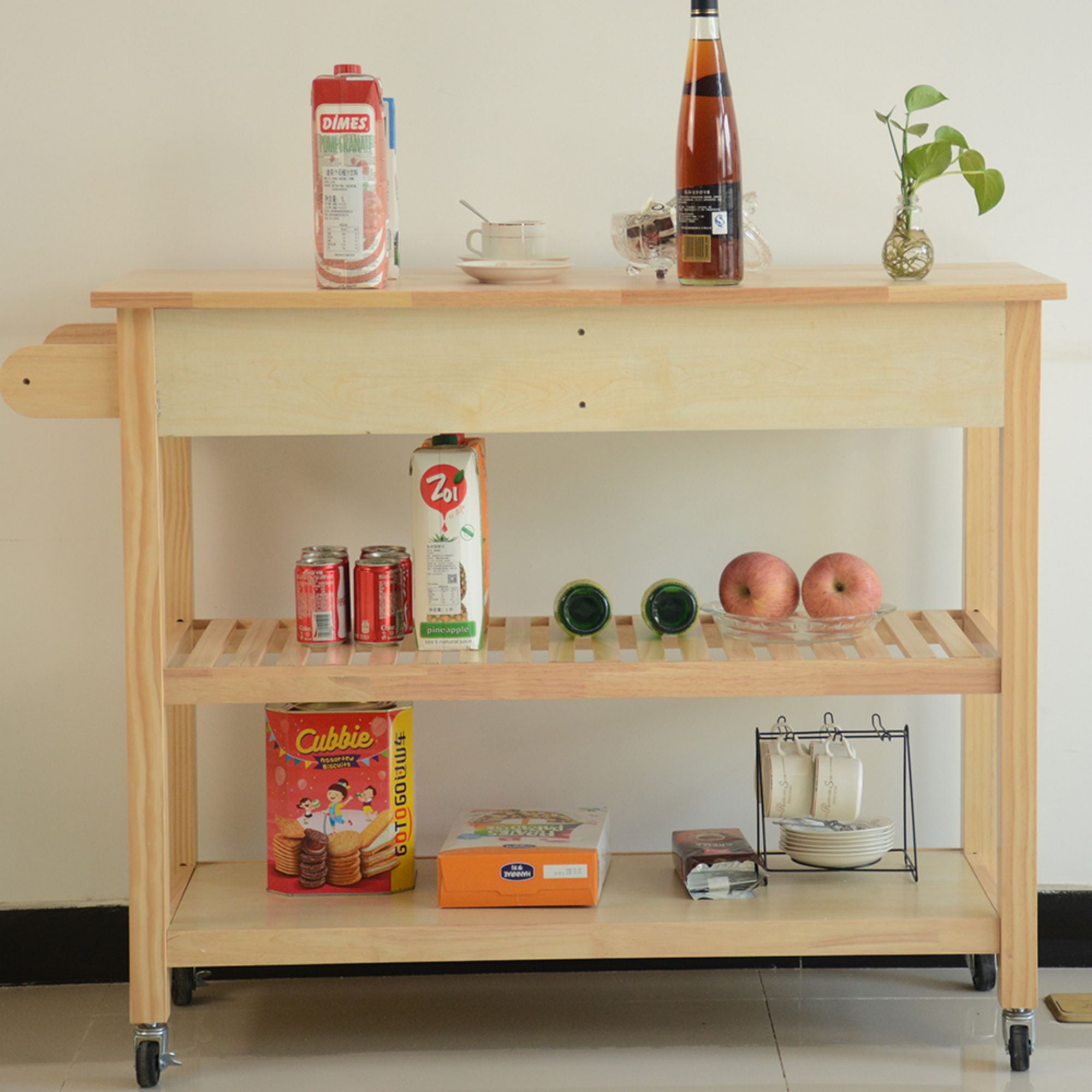 Unique Choice 45'' W Kitchen Cart with 2 Tier Open Shelf and 2 Drawers ...