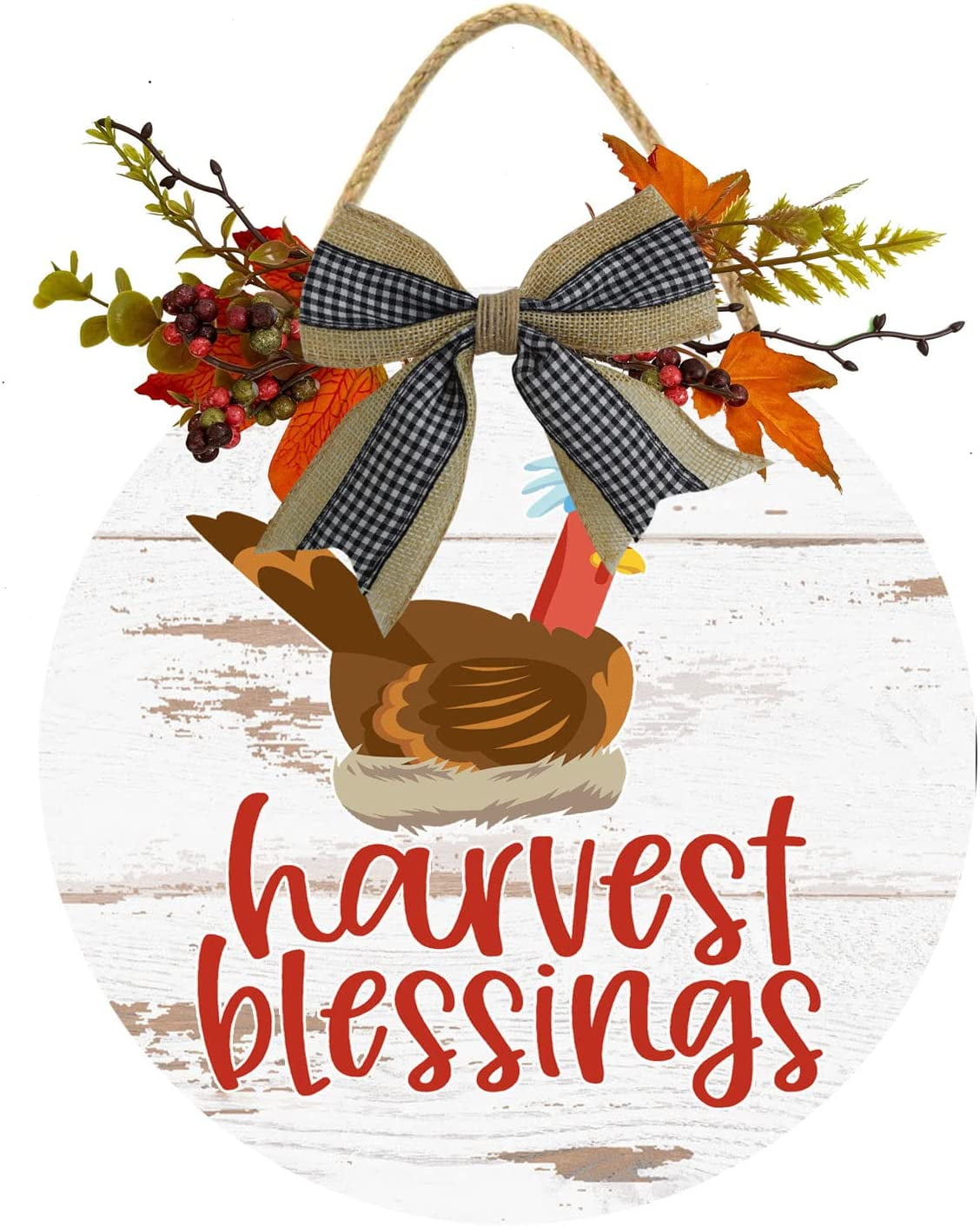 Eveokoki 11" Harvest Blessings Thanksgiving Autumn Sign For Front Door ...