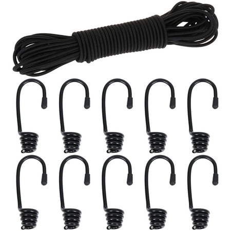 Elastic Cords 64 feet (20m) Elasticated Secure Rope with 10 Shock Cord ...