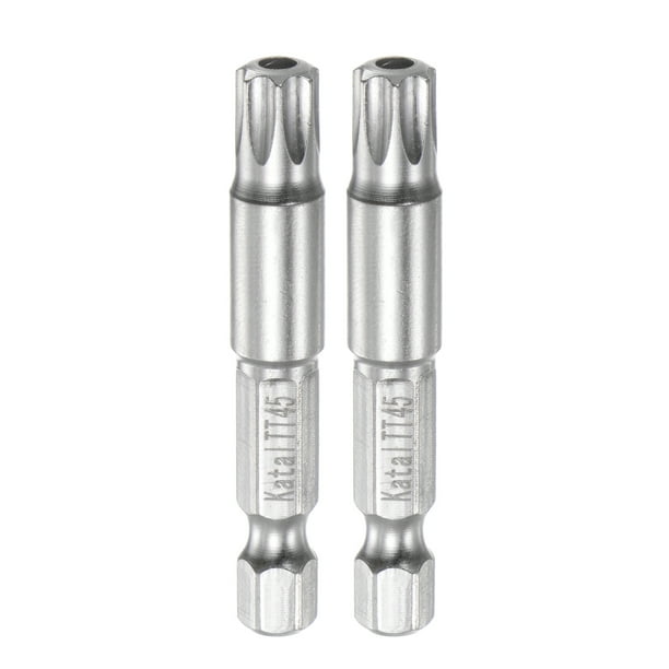 Uxcell TT45 Magnetic Security Star 7 Point Torx Screwdriver Bit 1/4" Hex Shank 2" Length Screw ...