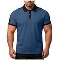 Ceisia Men's Color Block Polo Shirt Short Sleeve Button Down Casual ...