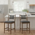Arno Indoor Upholstered Wooden Counter Stool, Walnut Finish with ...