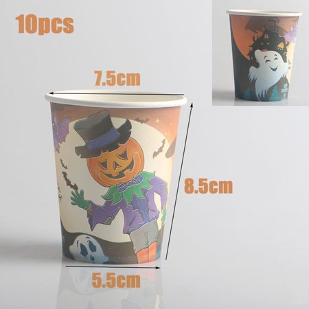 Disposable Halloween Paper Plates/Paper Cups Party Supplies, 10Pcs/Pack ...