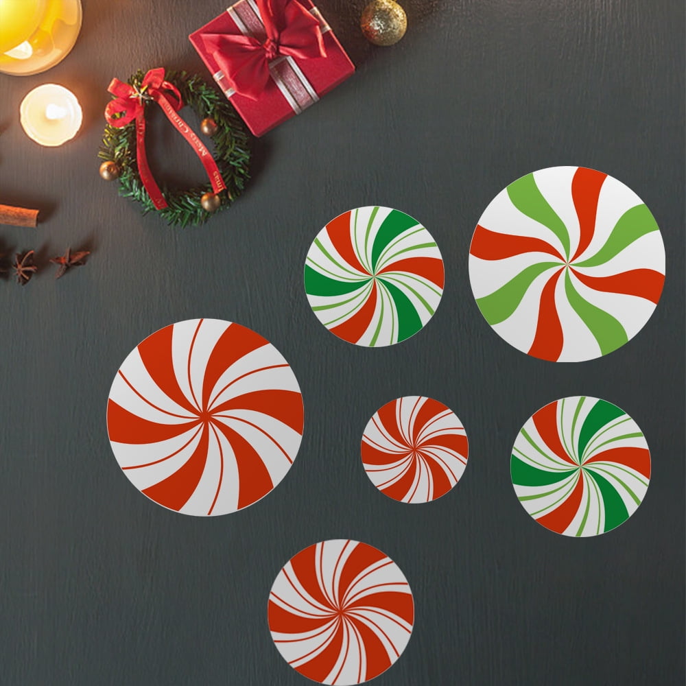 Buy 12 Pieces Peppermint Cutouts Candy Wall Cut Outs for Christmas Party Home Decoration ...