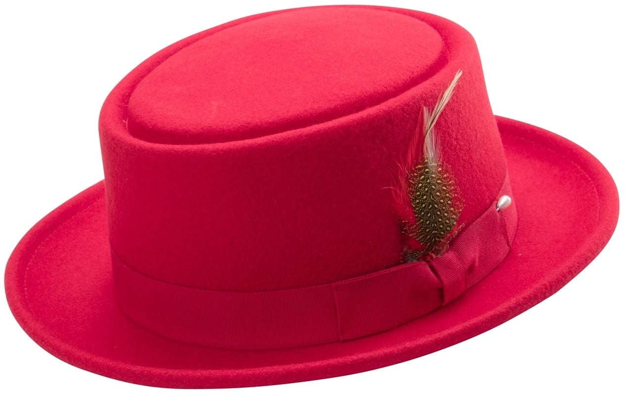 Montique Men's Red Classic Pork Pie Felt Hat H12 - Walmart.com