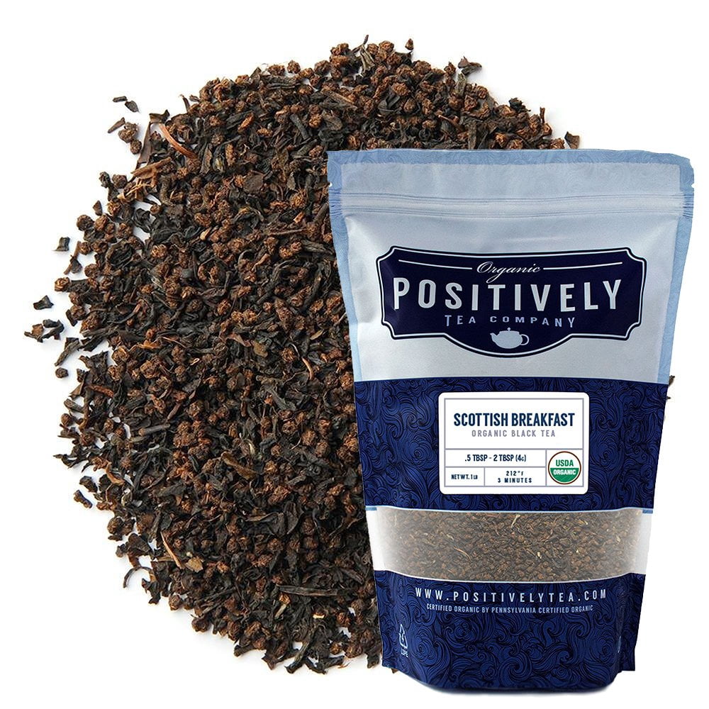 Positively Tea Organic Scottish Breakfast, Black Loose Leaf Tea, 16 Oz