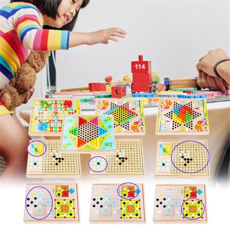 Chess Board Set Children Wooden Multifunction Board Game Kit Kids ...