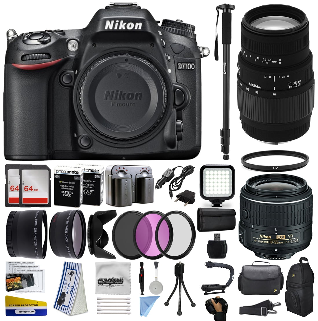 Nikon D7100 DSLR Digital Camera with 18-55mm VR II + Sigma 70-300mm ...