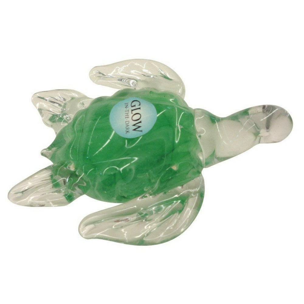 Hand Blown Glass Sea Turtle, Green Body with Swirls That Glow - Walmart ...