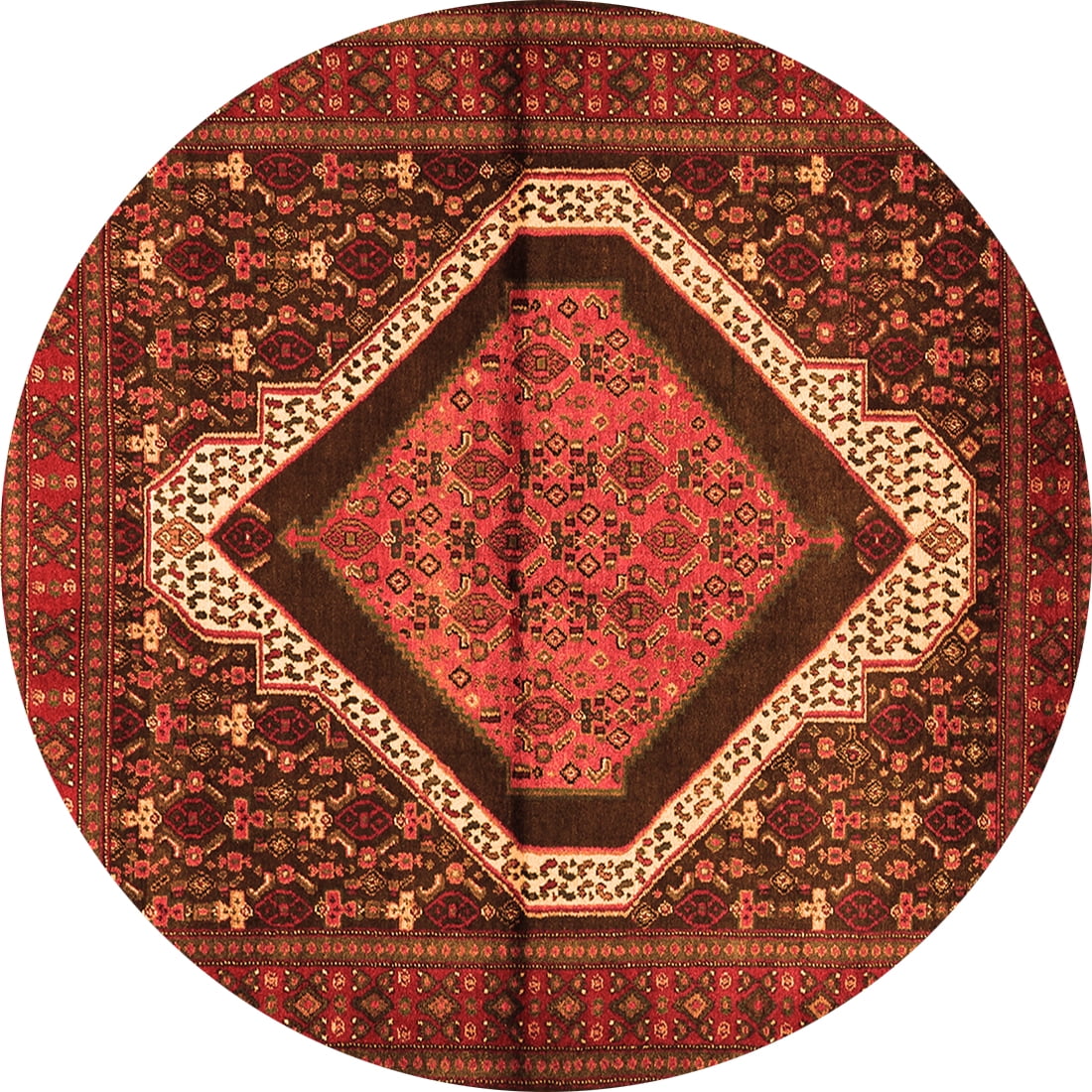 Ahgly Company Indoor Round Persian Orange Traditional Area Rugs, 6 ...