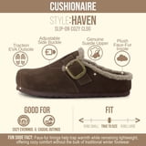 Cushionaire Haven Genuine Leather Clogs for Women – Faux Fur Lined Slip ...