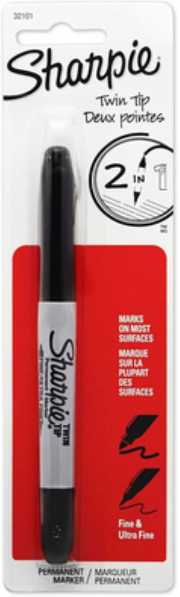 Sharpie Twin-Tip Permanent Marker, Ultra Fine Point, Black 1 ea (Pack ...