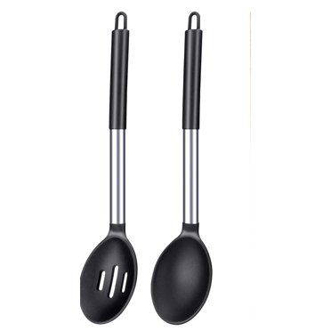 Bundlepro Pack of 2 Silicone Slot and Solid Cooking Spoons, Non Stick ...