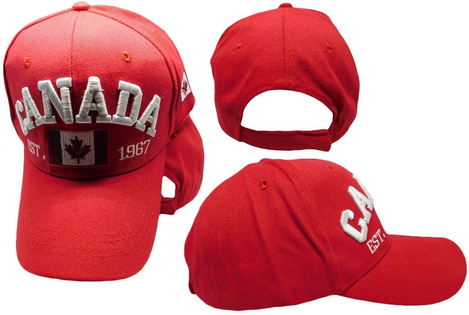 Canada Canadian Flag Patch EST. 1967 Red Adjustable Embroidered Hat Cap ...
