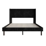 Home Design Duluth Queen Corduroy Velvet Upholstered Platform Bed Frame ...