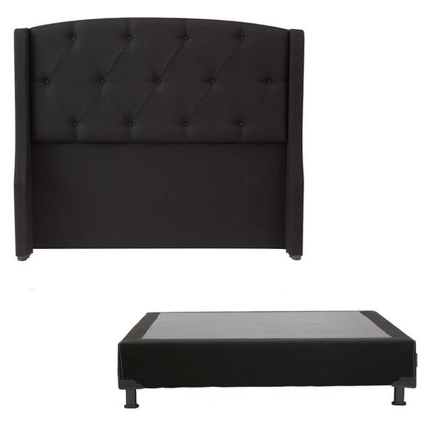Box Base Cama Queen Size + Cabecera Negro Dicasa Zefyr Black | Bodega Aurrera en línea