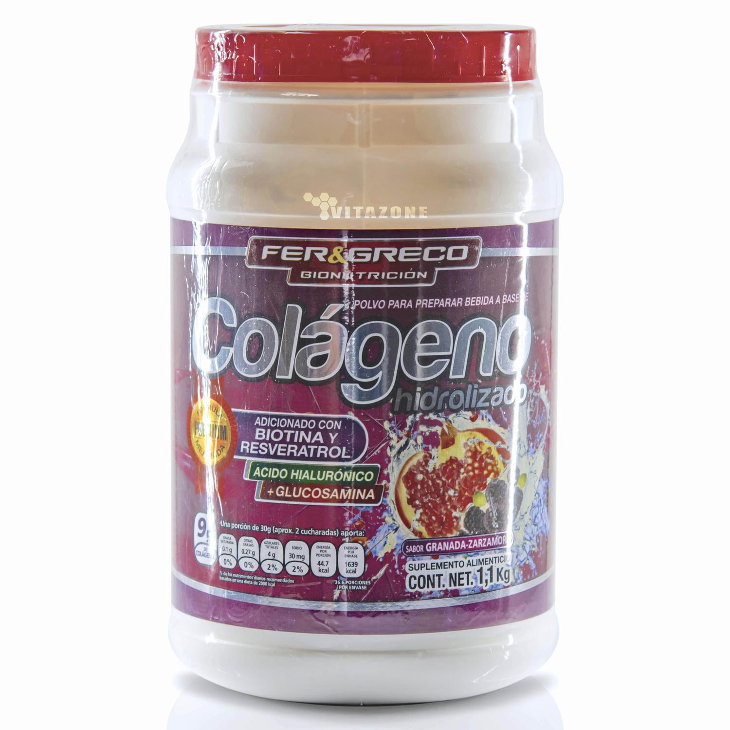 Colágeno Hidrolizado Glucosamina Biotina Zarzamora 1.1k Fer & Greco ...