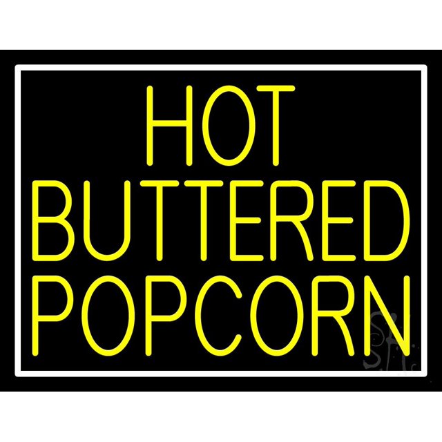 Yellow Hot Buttered Popcorn LED Neon Sign 15" Tall x 19" Wide - inches ...