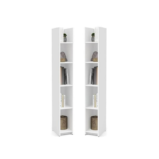 Home Square 5 Shelf Small Space Storage Tower Set in White (Set of 2 ...