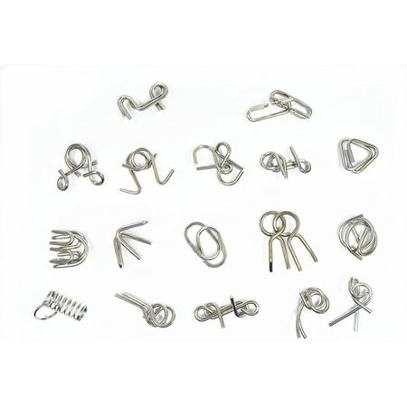 18 Pieces IQ Test Mind Game Brain Teaser Toys Metal Wire Puzzles Magic ...