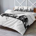 4 Piece Duvet Cover Set Queen, Retro Ink Style Building Sketch Soft ...