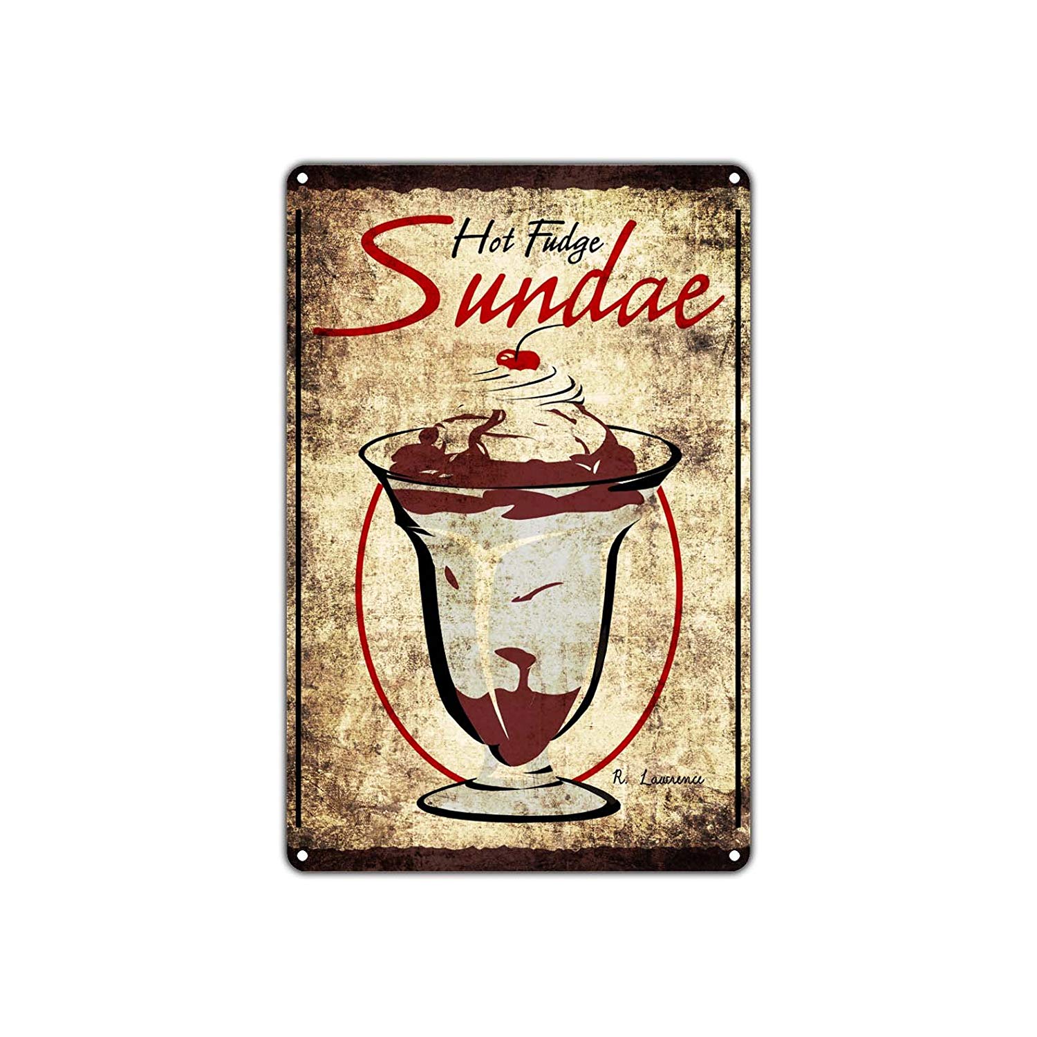 Hot Fudge Sundae Ice Cream Vintage Retro Metal Decor Wall Art Shop Man ...