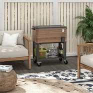 Outsunny 54Qt. Wooden Outdoor Beverage Cooler for Patio, Natural ...