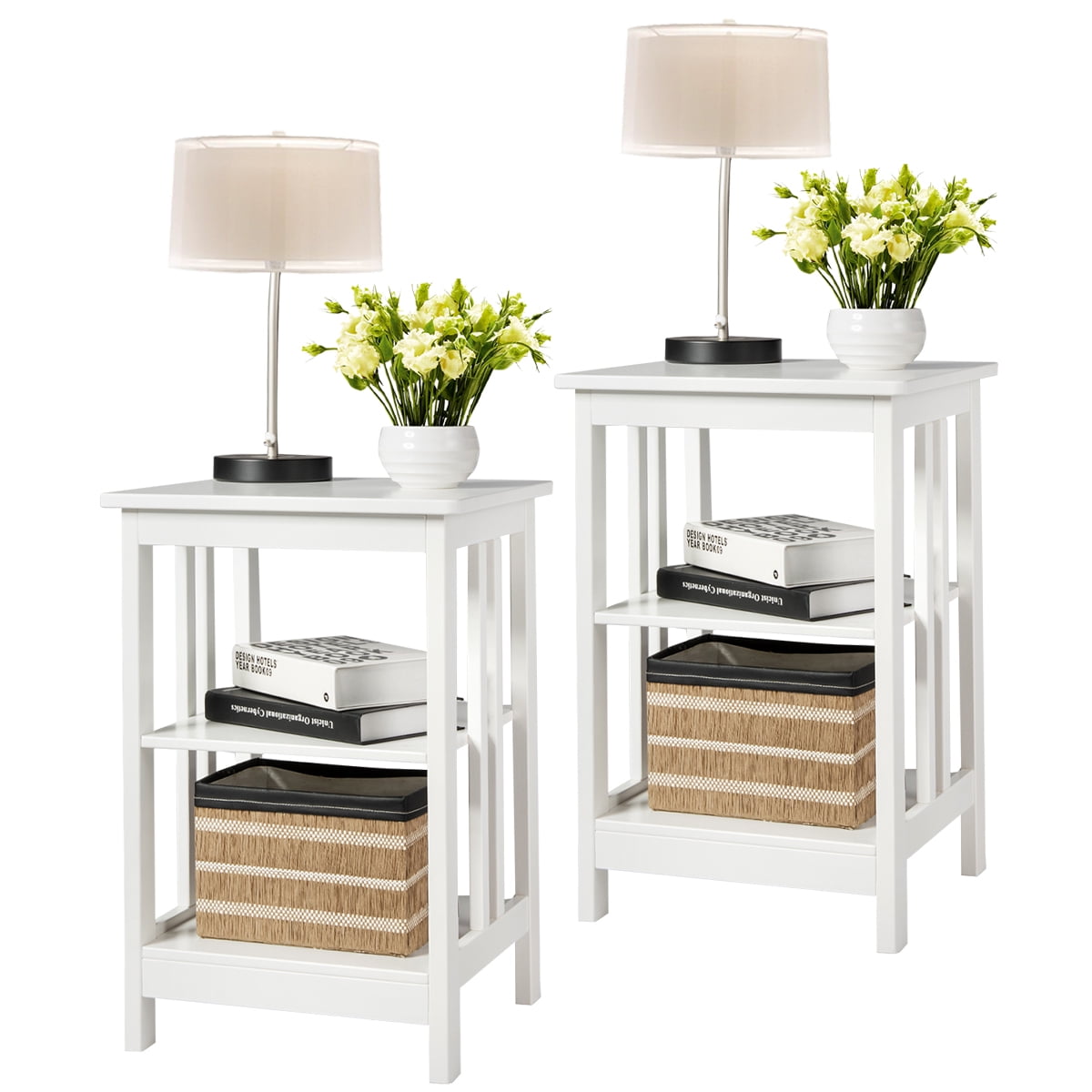 2-Set Nightstand 3 Display Shelves Side Table Sofa End Table Corner ...