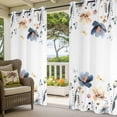 Blue Yellow Flower Outdoor Curtains 1 Panel Watercolor Spring Country ...