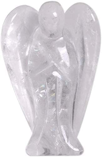 Angelstones Carved White Quartz Gemstone Peace Angel Pocket Guardian ...