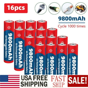 DFITO 1.5V Alkaline AA 9800mAh Rechargeable Battery Cell, 16PCS - Walmart.com