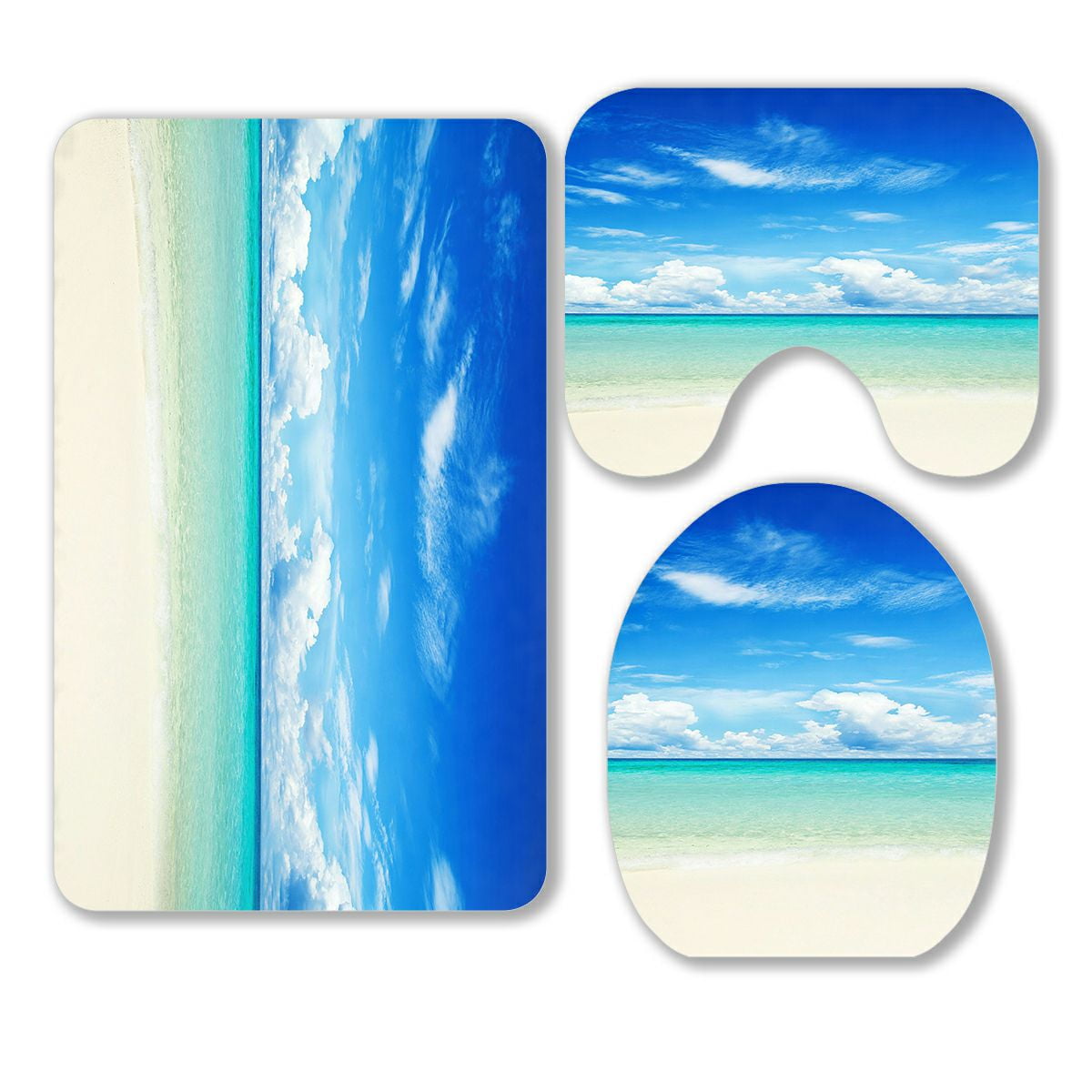 ABPHQTO Beach And Tropical Sea 3 Piece Bathroom Rugs Set Bath Rug ...
