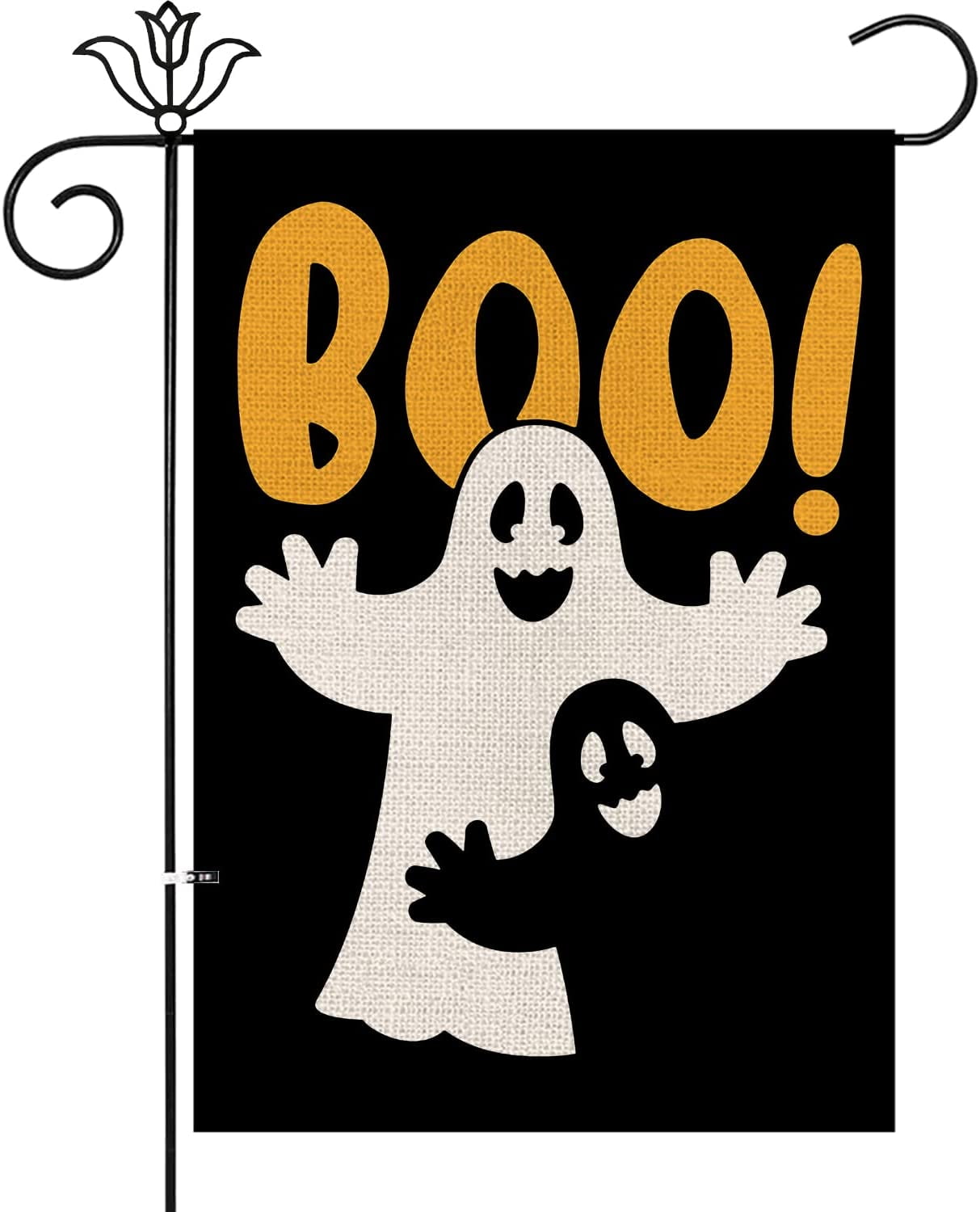 Halloween Boo Garden Flag Black White Spooky Ghost Welcome Flags Double ...