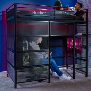 X Rocker Gaming Bunk Bed, Metal, Shelves, Twin, Black - Walmart.com