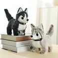 Electric Dog Plush Toy Simulated Walking & Tail Wagging Cute Husky Dog ...