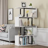 Dextrus 5-Tier Bookshelf, S-Shaped Z-Shelf Bookshelves , Geometric ...