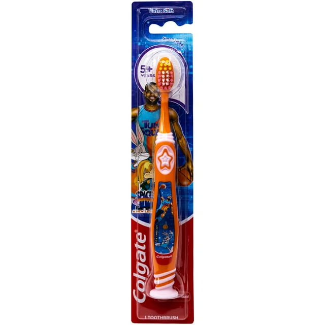Colgate Space Jam Kids Toothbrush with Suction Cup, 5+ Years, Extra Soft (Colors Vary) - 1 Count ...
