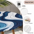 Blue Stripe Round Tablecloth for 55-60 Inch Tables,Fitted Table Cover ...