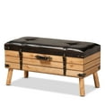 Baxton Amena Rustic Storage Ottoman - PU Leather Upholstery - Walmart.com