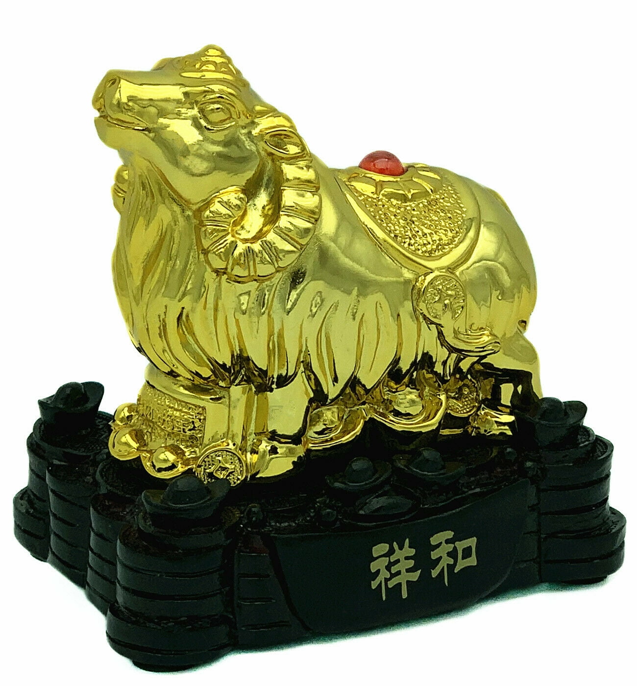 Feng Shui Golden Chinese Zodiac Ram Sheep Goat Statue Figurine Home ...