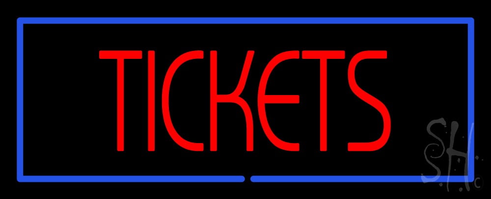Tickets with Border LED Neon Sign 10" Tall x 24" Wide - inches Black ...