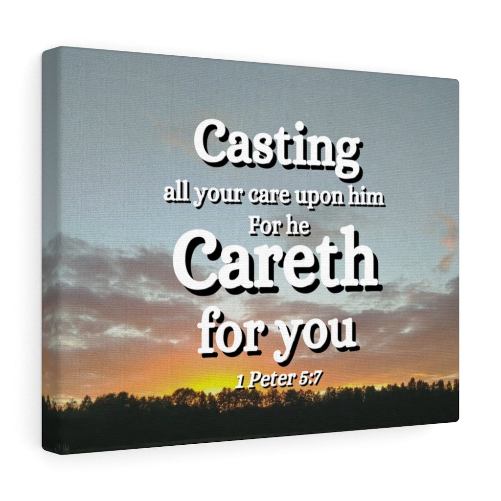 Scripture Walls CAreth For You 1 Peter 5:7 Bible Verse Canvas Christian ...