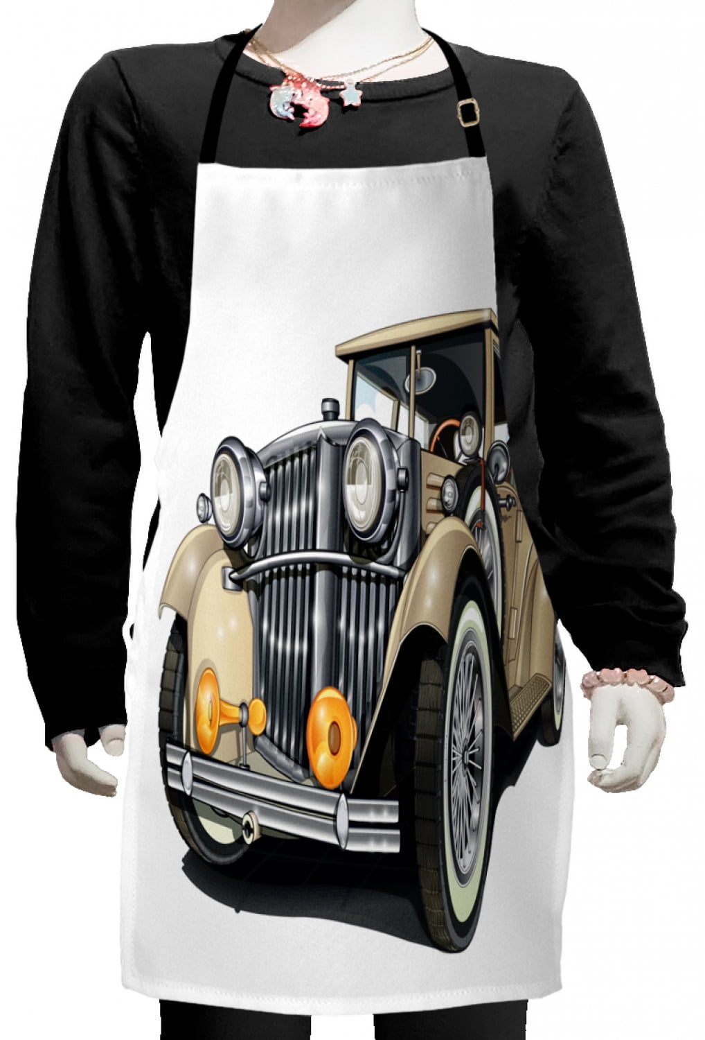 Cars Kids Apron, Vintage Vehicle Design Retro Car Hand Drawn Digital ...