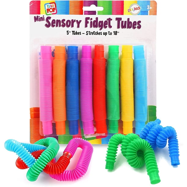 Playkidiz Pop Tubes, 8 Pack Mini 5 Sensory Fidget Tubes, Stretch Up to ...